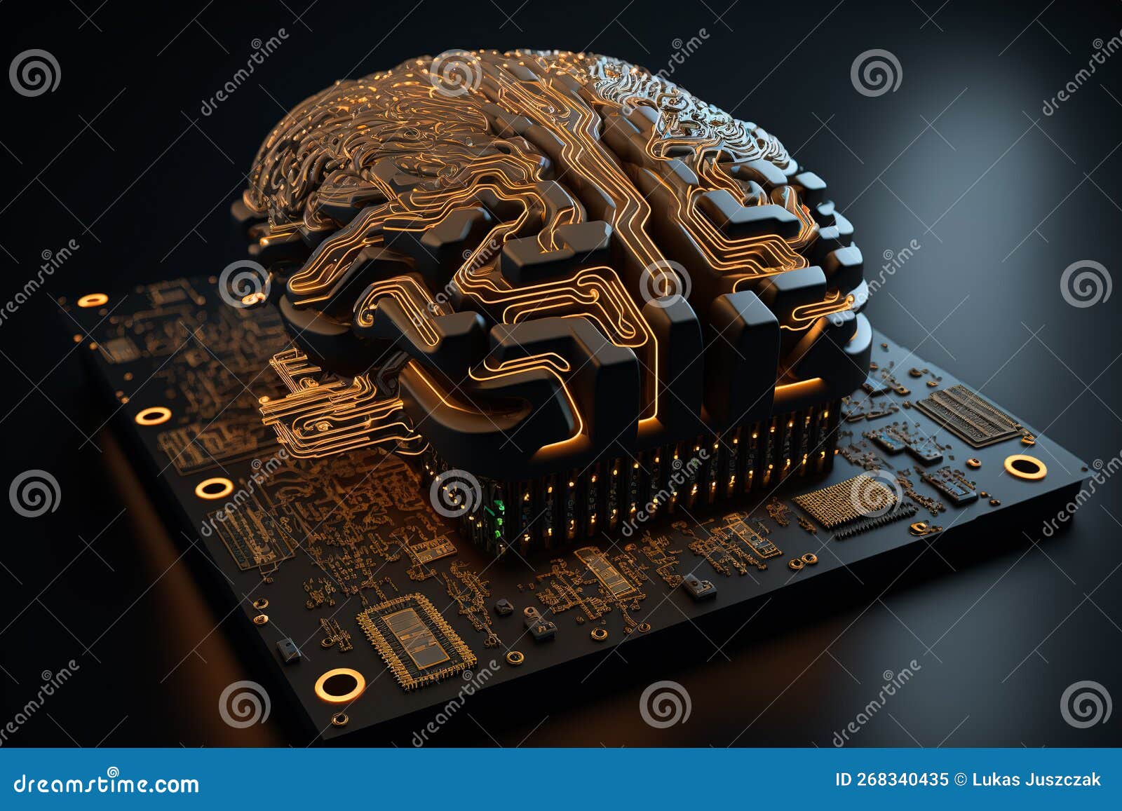 The Combination Of Human Thoughts And Processor Abstract Artificial