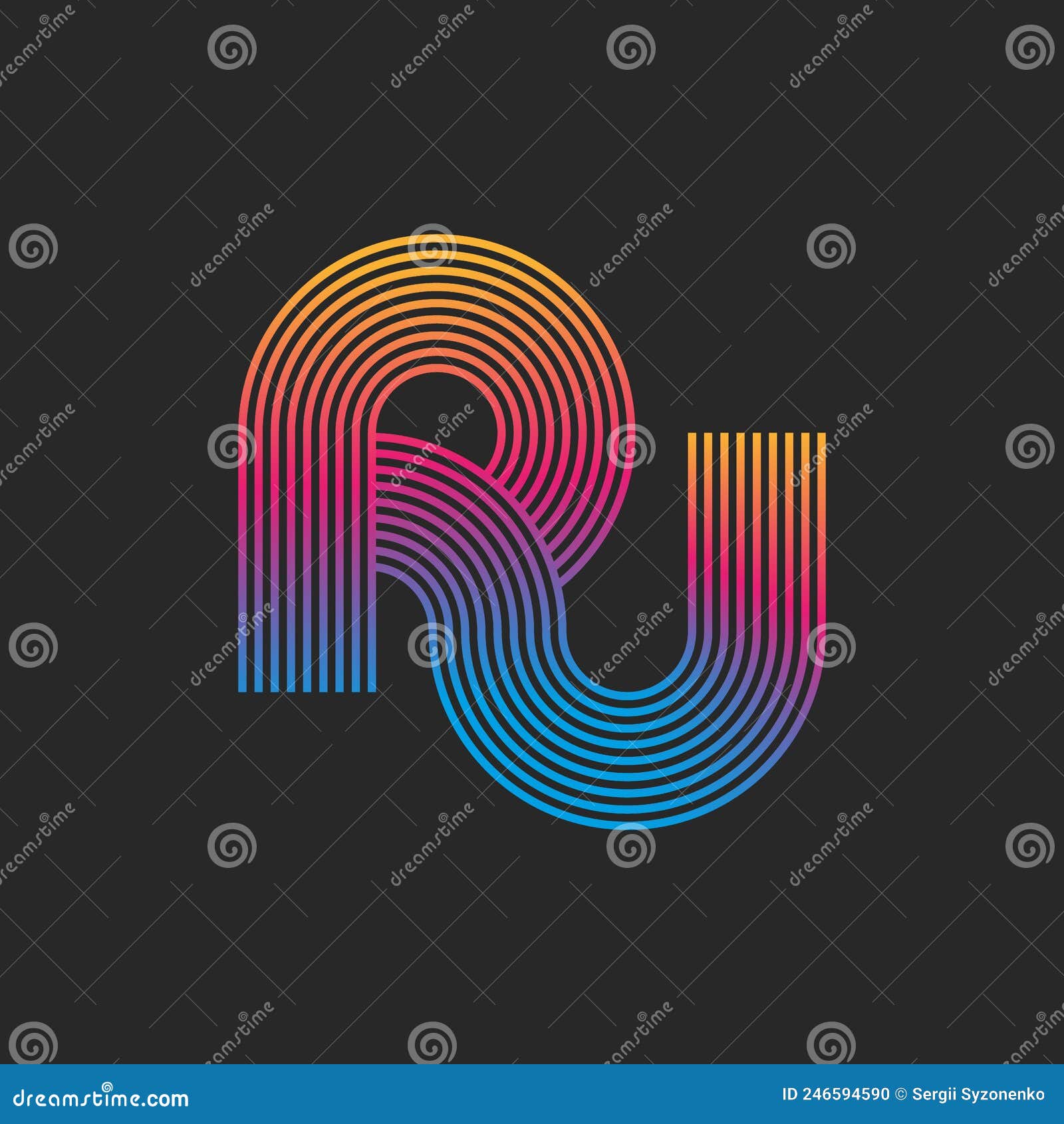 Combination Letters PU or UP Logo Monogram Creative Offset Lines Linear ...