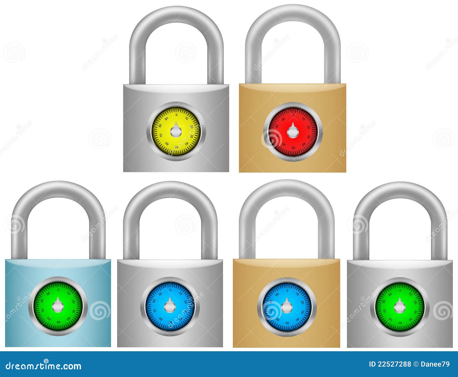 Padlocks Combination. Realistic Metallic Locks. Secret Key Code ...