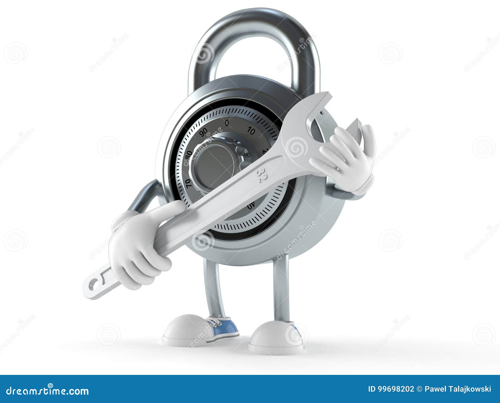 Combination Lock Character with Wrench Stock Illustration ...