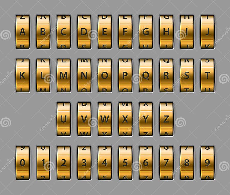 Combination lock font stock vector. Illustration of rotating - 272426992