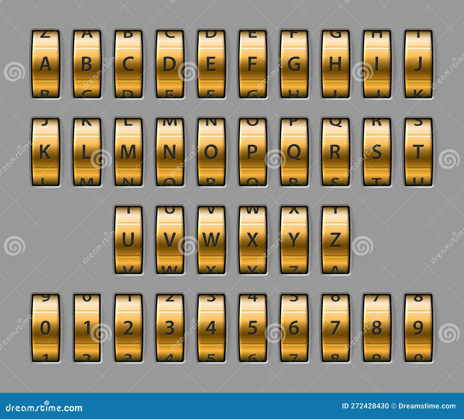 Combination lock font stock illustration. Illustration of chrome ...