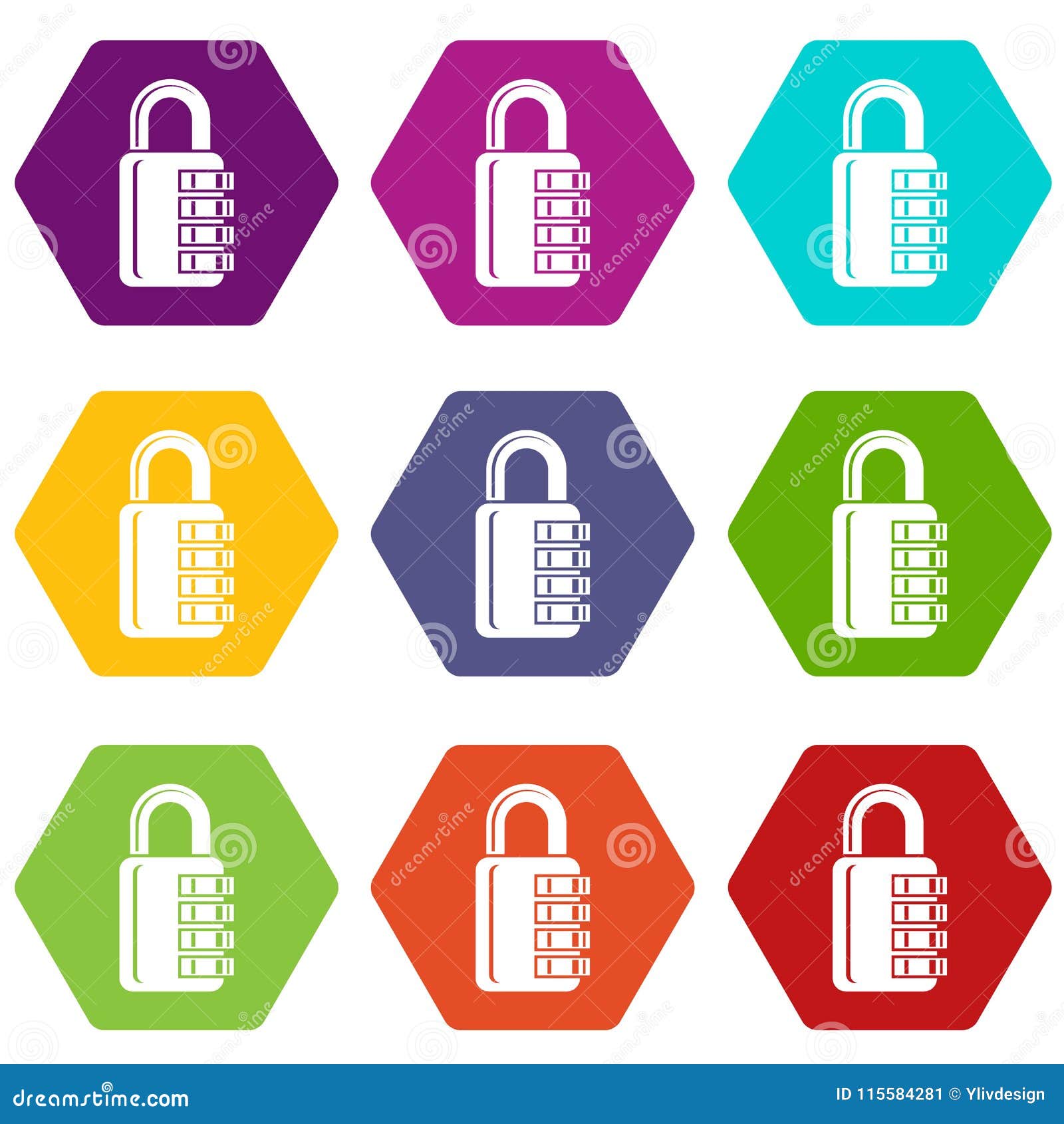 Combination Lock Icons Set 9 Vector Stock Vector - Illustration of logo ...