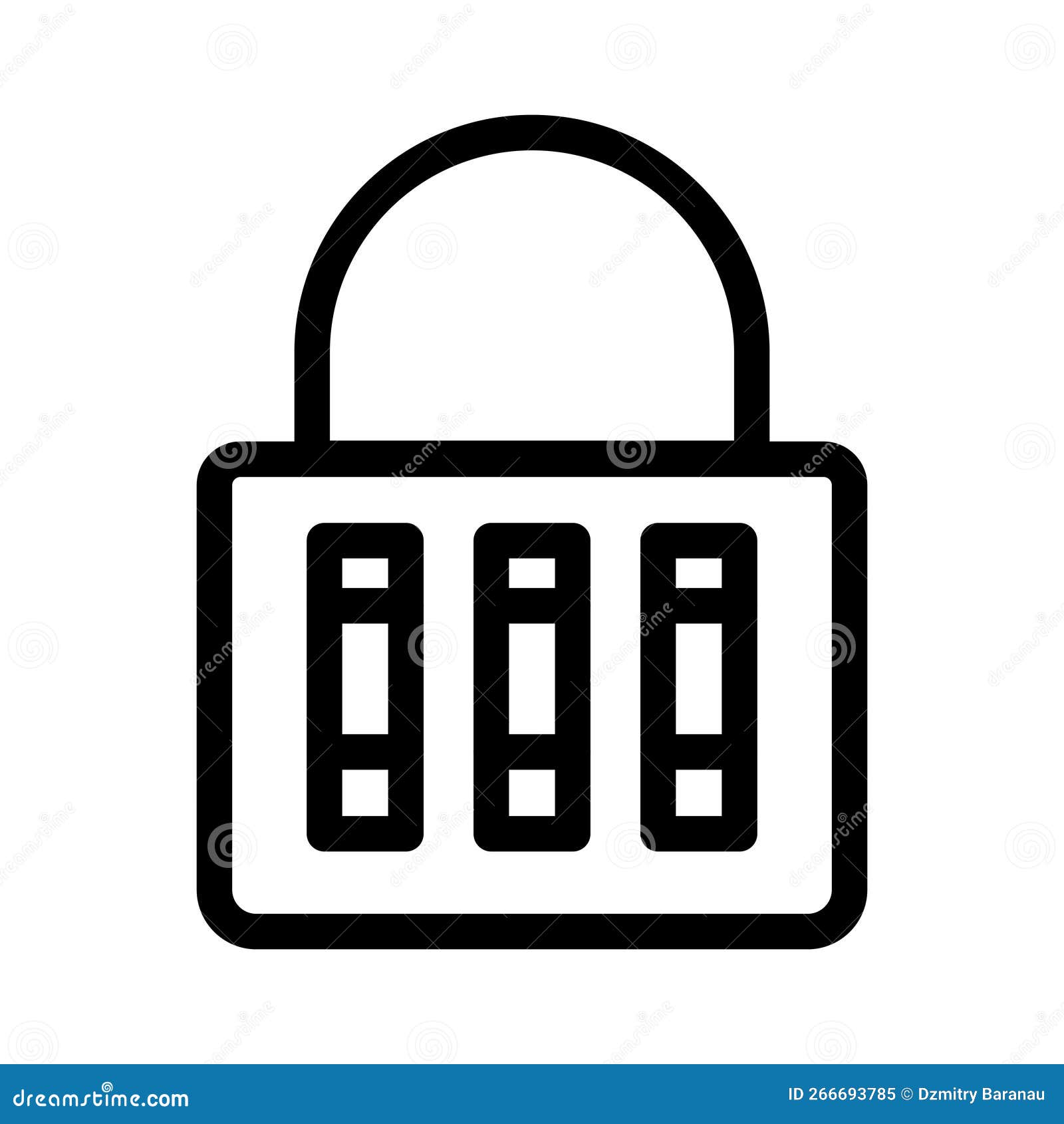 Combination Lock Line Icon Isolated on White Background. Black Flat ...