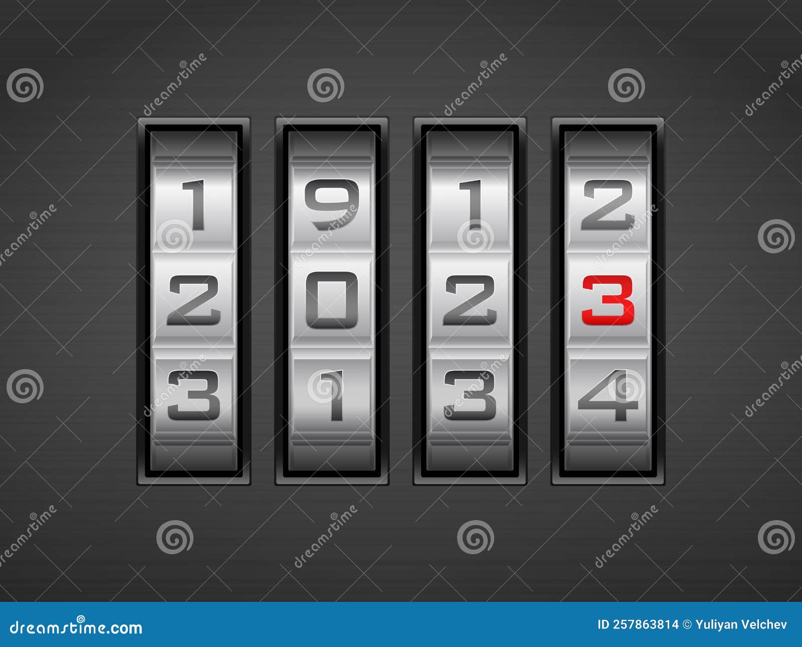 Combination lock new 2023 stock vector. Illustration of grey - 257863814