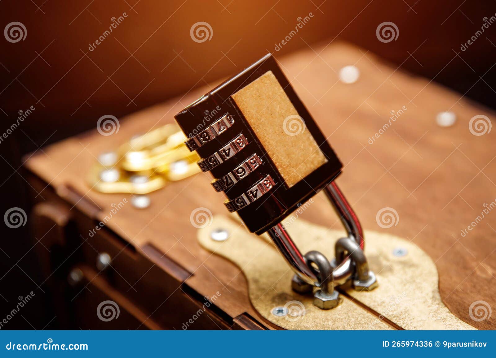 Combination Lock on the Old Chest Stock Photo - Image of chest ...