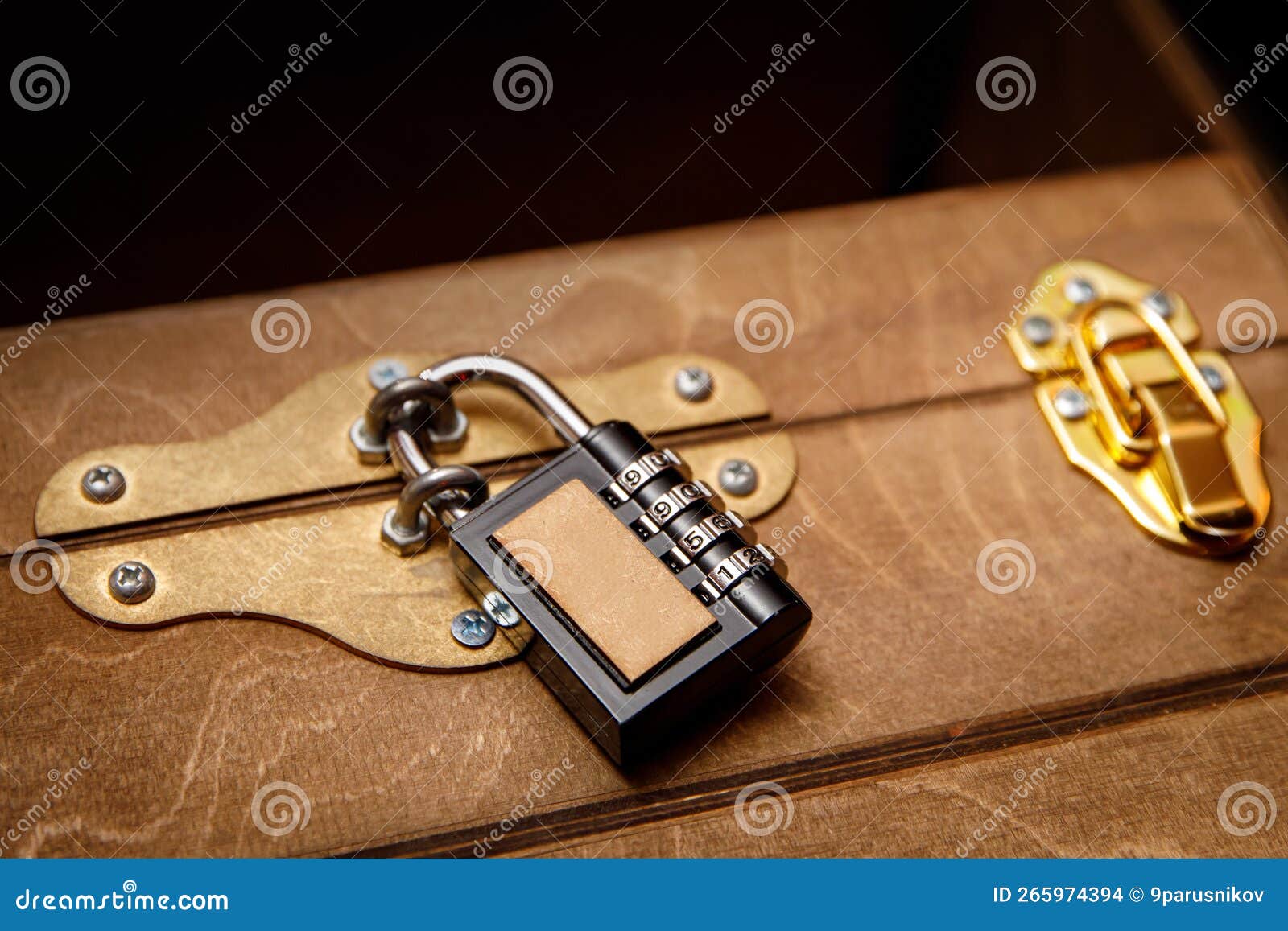 Combination Lock on the Old Chest Stock Photo - Image of secret ...