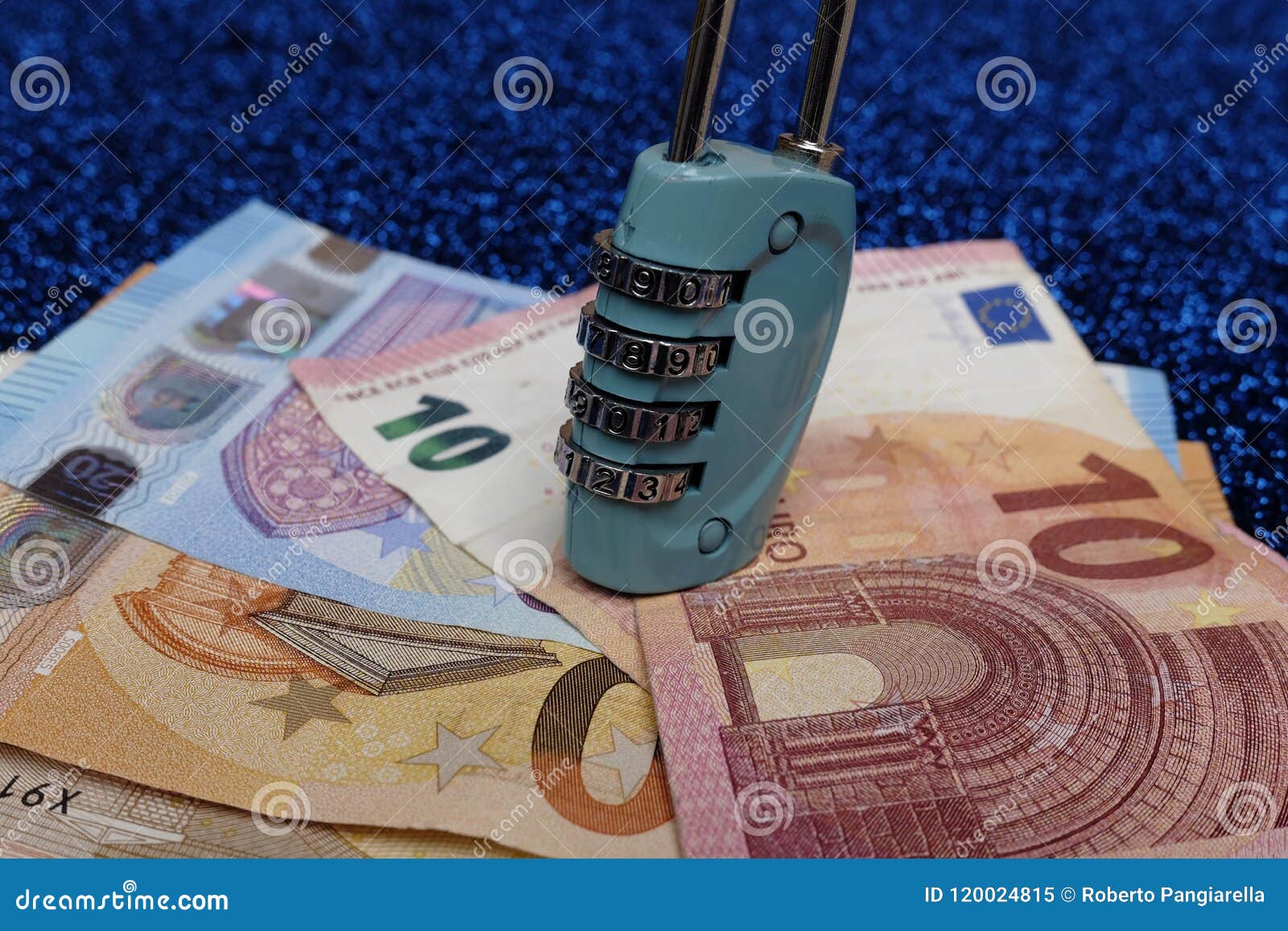 Combination Lock on Paper Currency Stock Image - Image of wealth ...