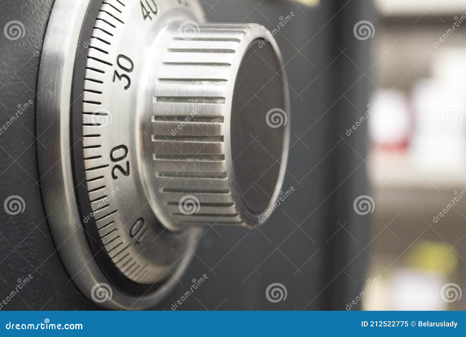 Combination Lock on the Safe. Close Up, Gray Safe Stock Image - Image ...