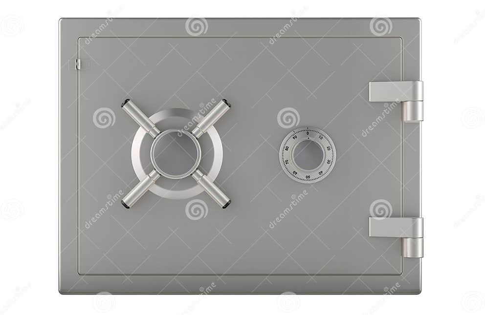 Combination Lock Safe, Front View. 3D Rendering Stock Illustration ...