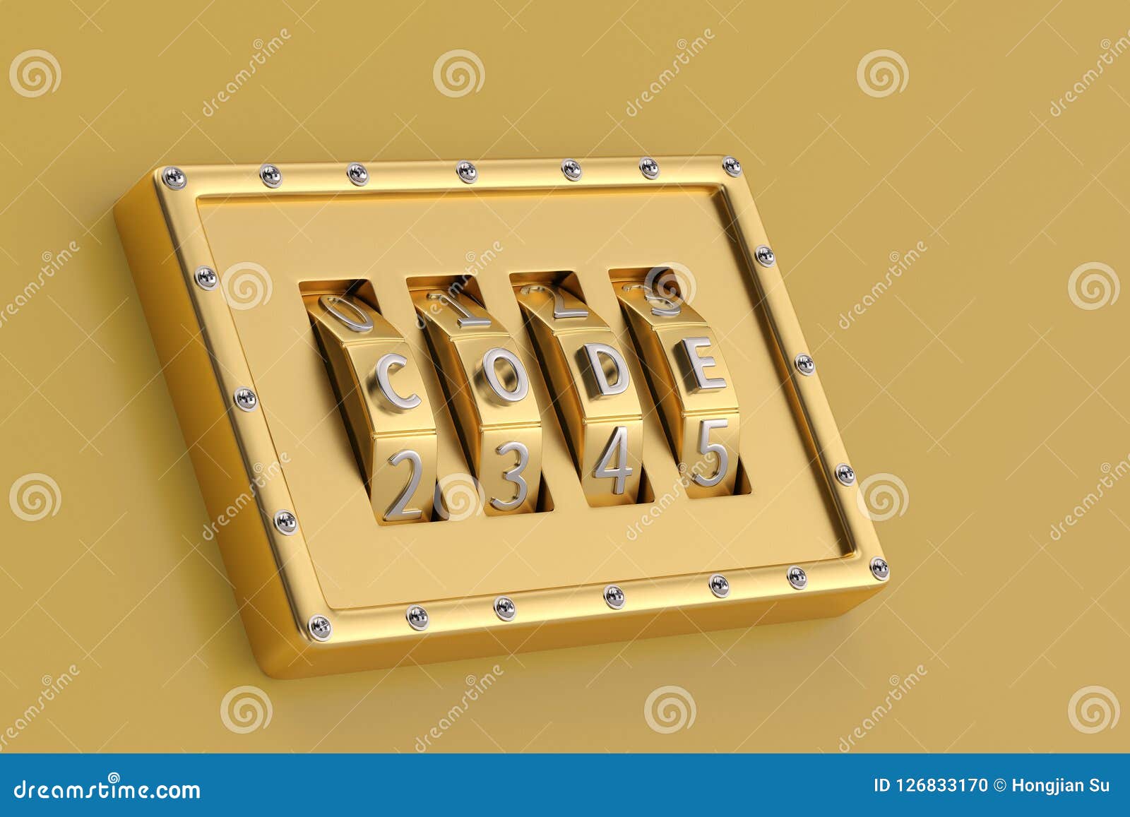 3d Metallic Code Padlock Isolated On White Background. High Resolution ...