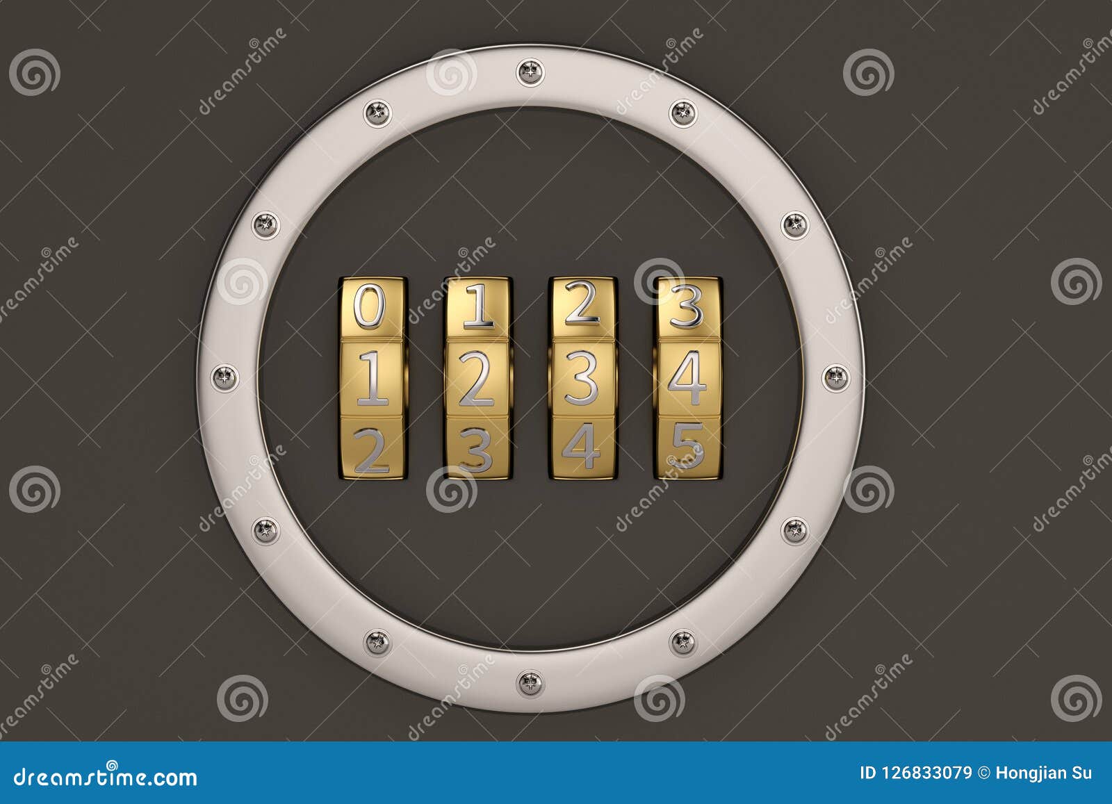 Combination Number Lock,metallic Code Mechanism. 3D Illustration Stock ...