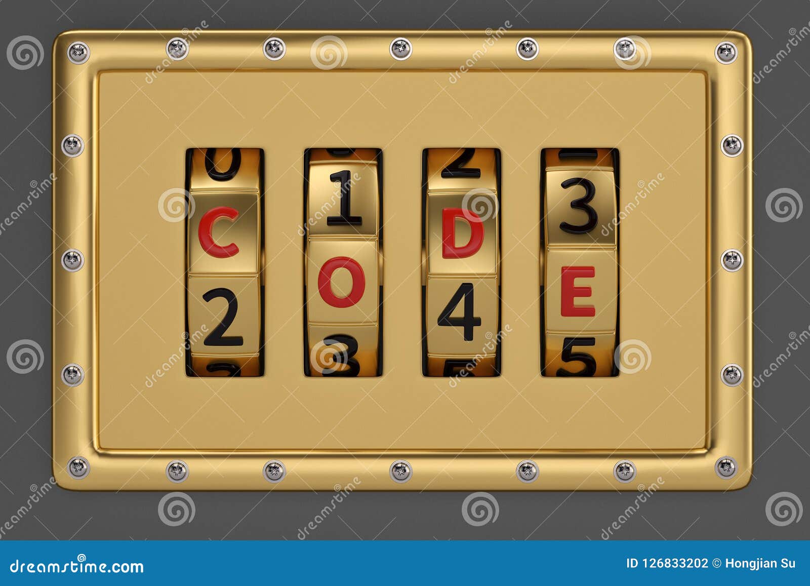 Combination Number Lock,metallic Code Mechanism. 3D Illustration Stock ...