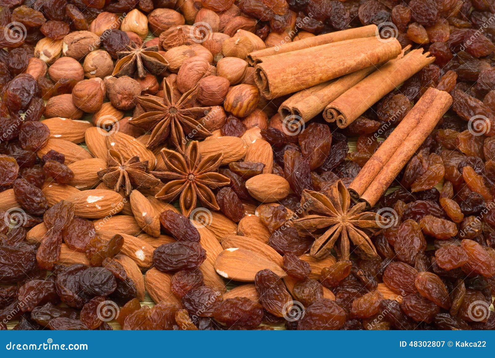 Combination of Nuts and Spice Stock Image - Image of flavor, decoration ...