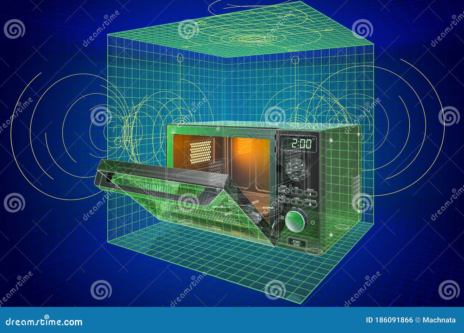 Combination Oven, Microwave Visualization 3d Cad Model, Blueprint. 3D ...