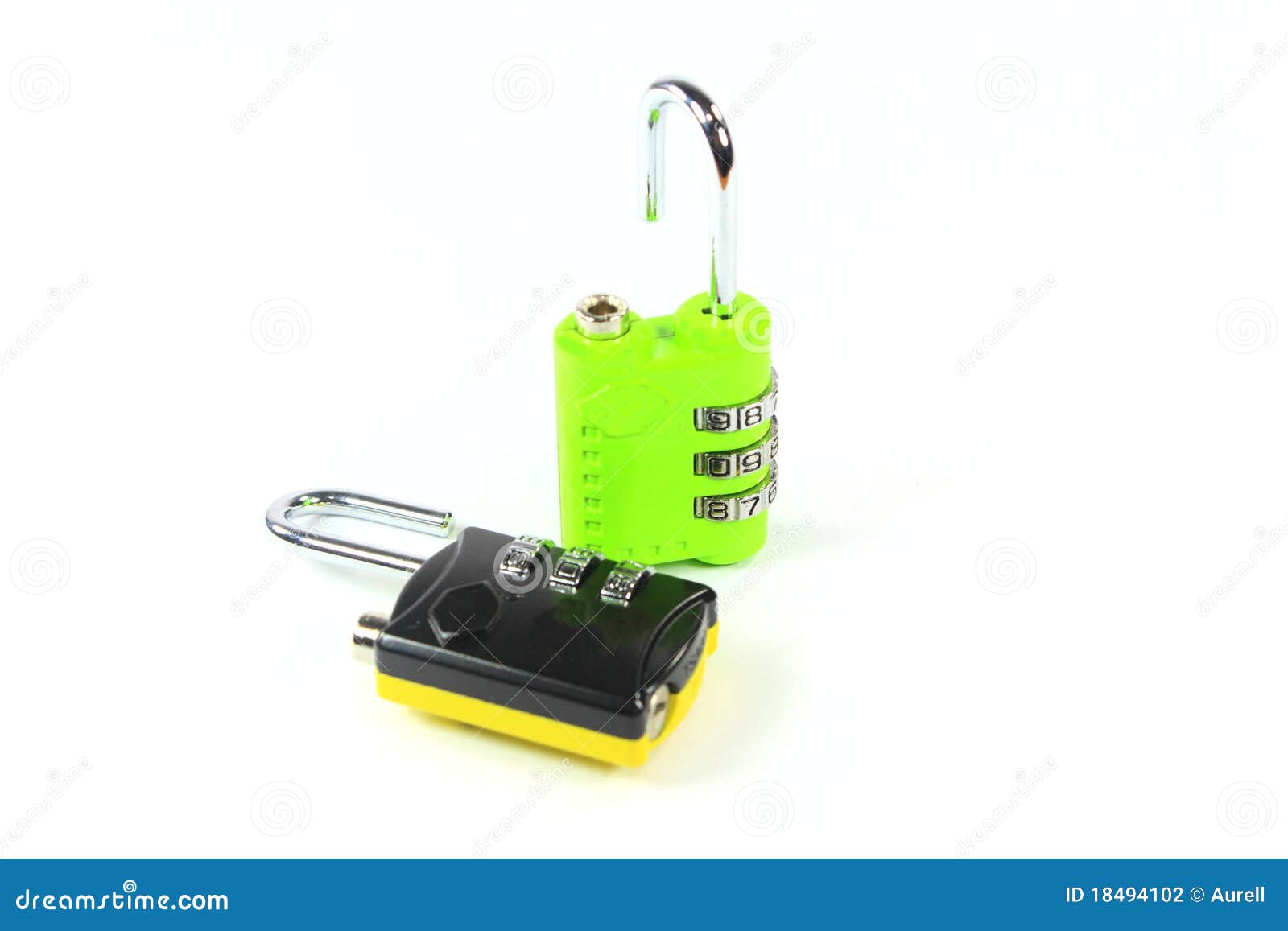 Combination pad locks stock photo. Image of colors, metal - 18494102