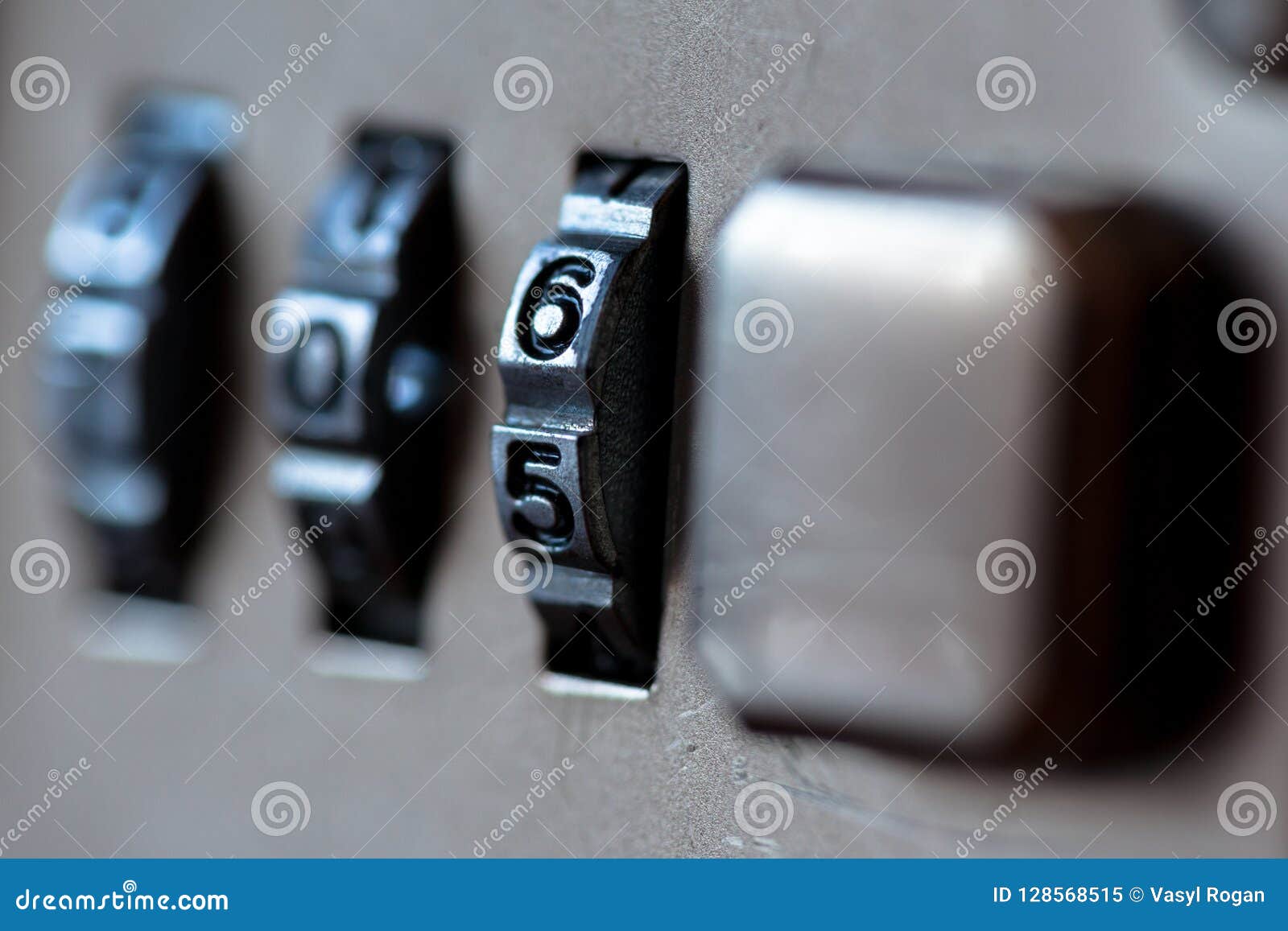 Combination Padlock Close Up with Chrome Numbers. Mechanical ...