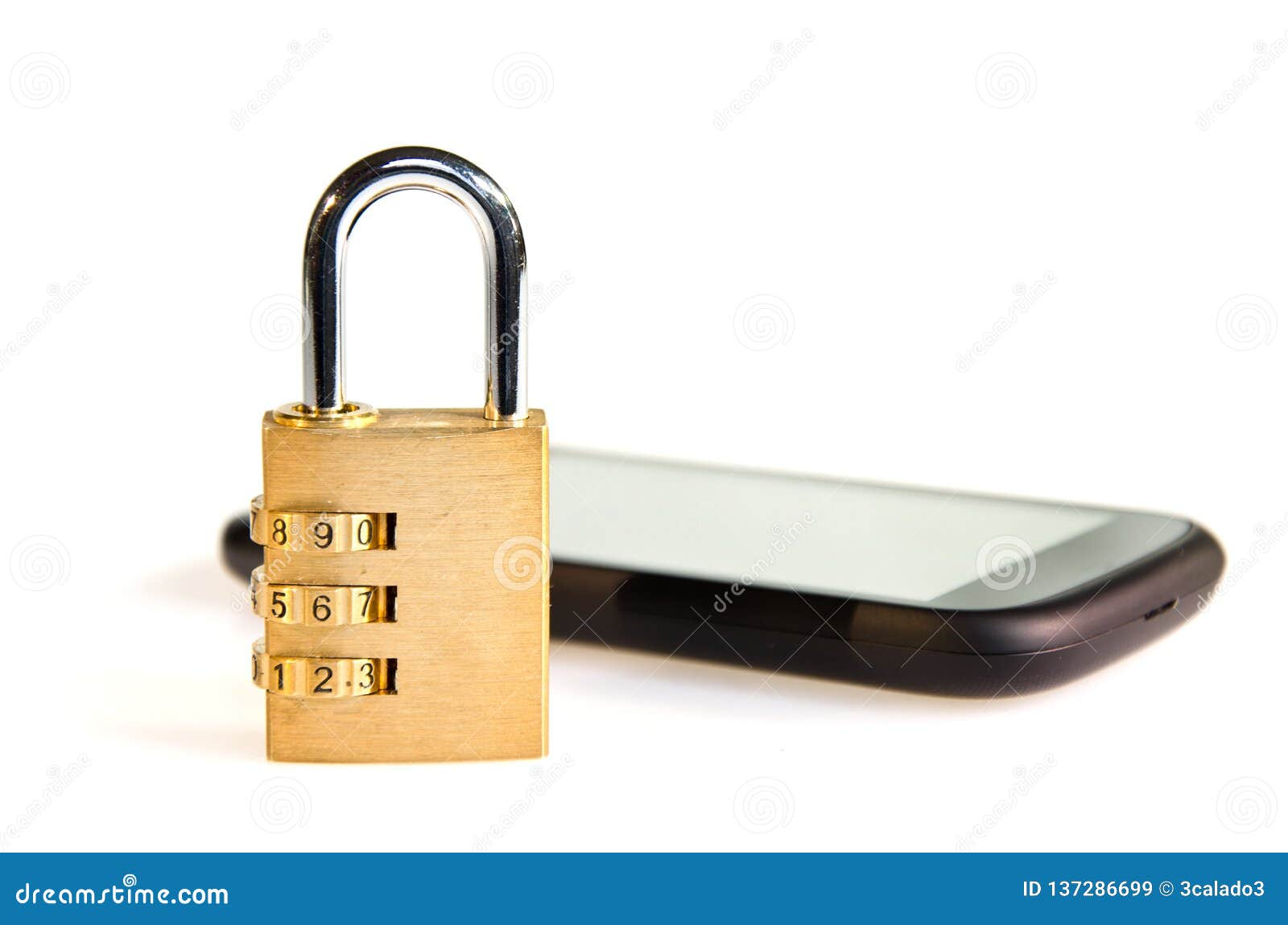 Padlock in Front of Smartphone Symbolizing Mobile Security Stock Image ...