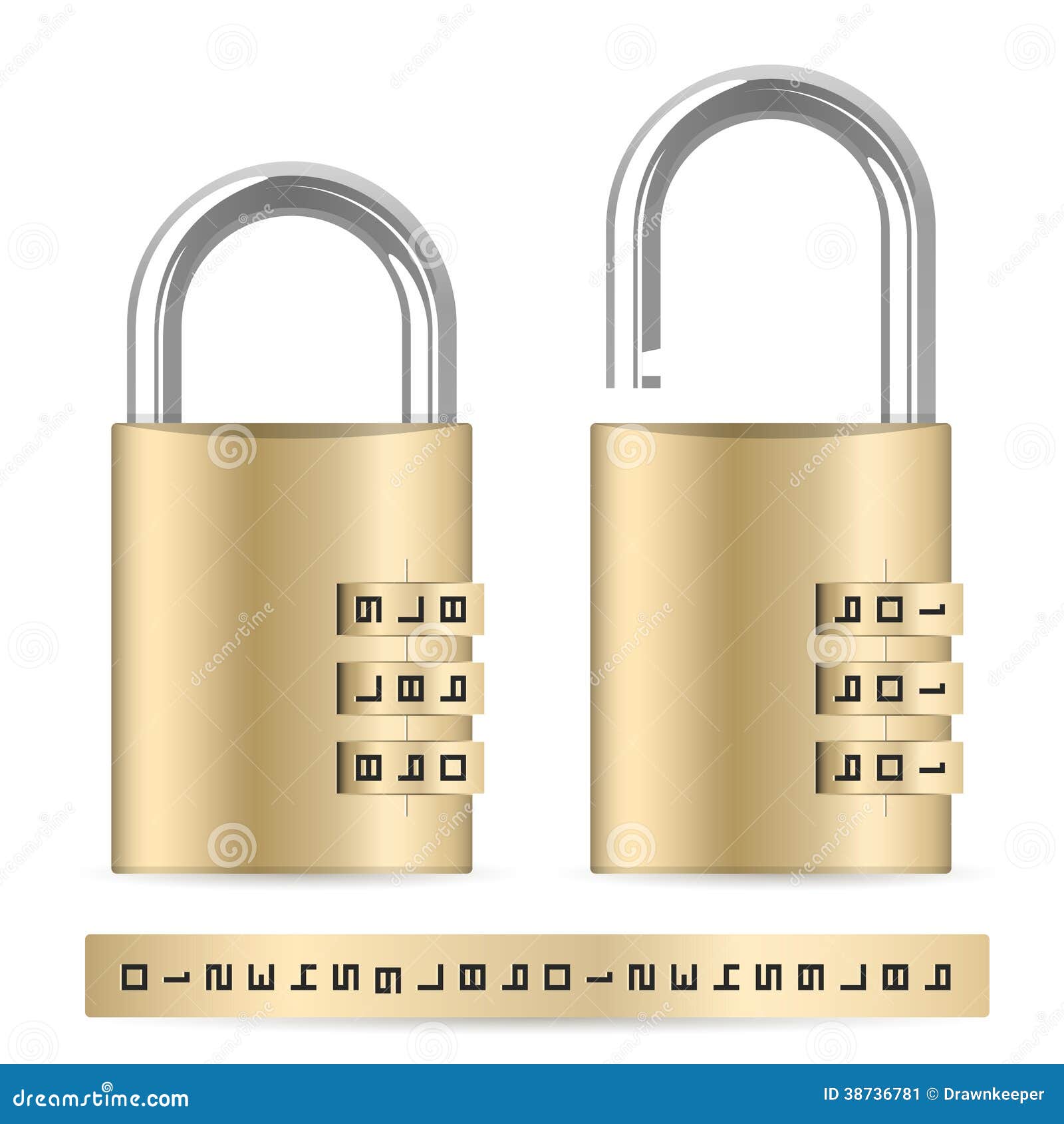 Padlocks Combination. Realistic Metallic Locks. Secret Key Code ...