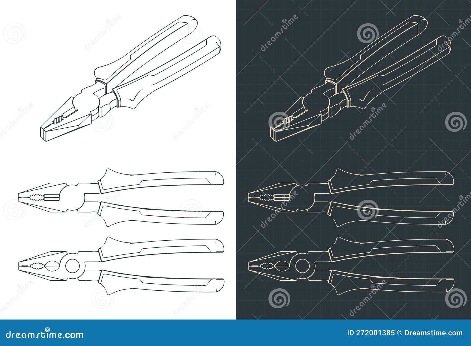 Combination Pliers Blueprints Stock Vector - Illustration of stylized ...