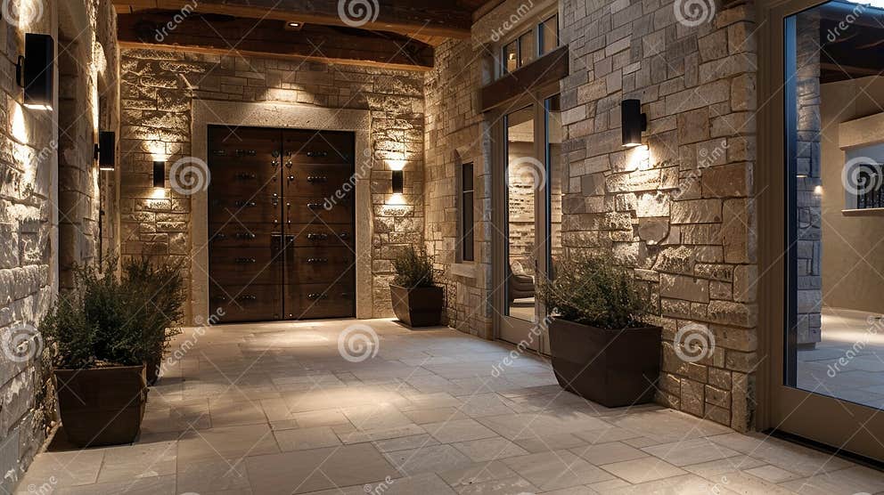 The Combination of Rough Stone Cladding and Soft Lighting Gives this ...