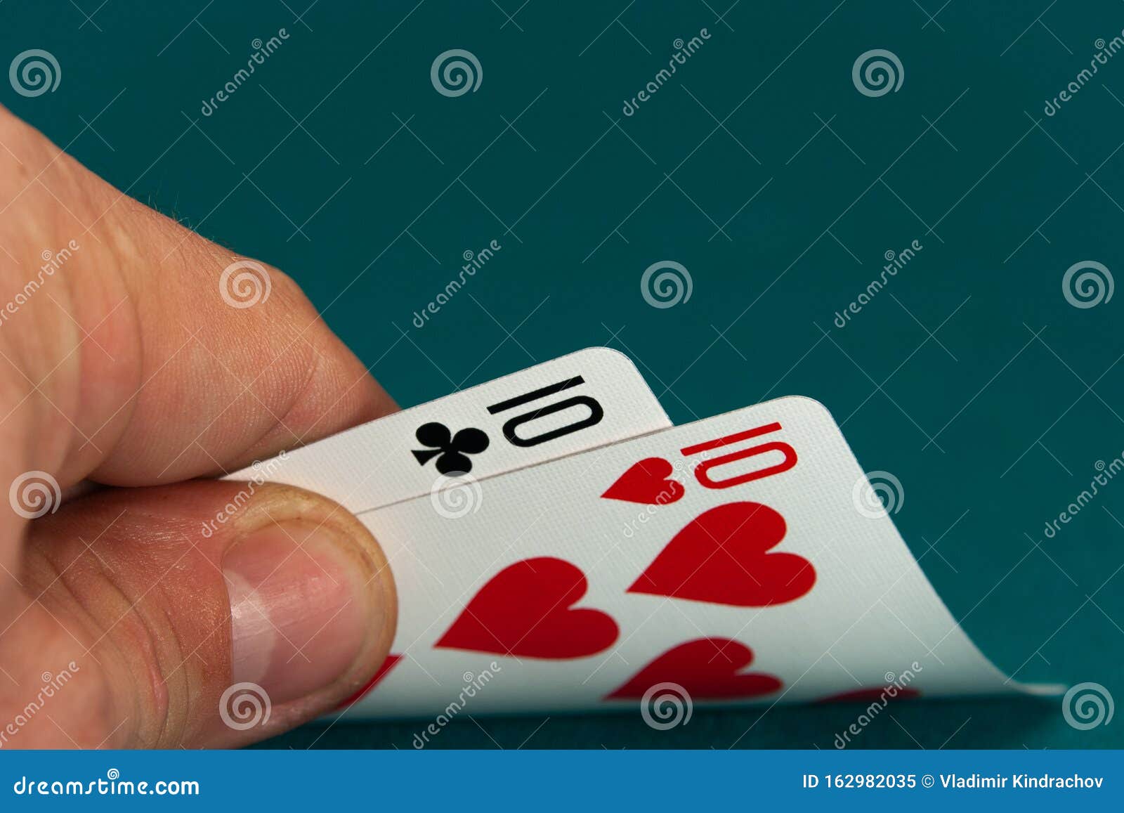 Combination of Two Different Play Cards in a Hand Stock Image - Image ...