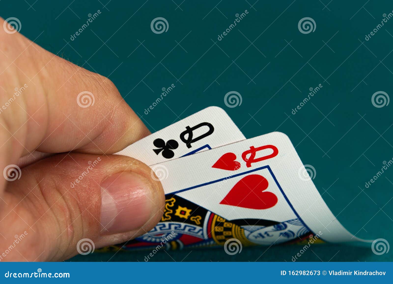 Combination of Two Different Play Cards in a Hand Stock Image - Image ...