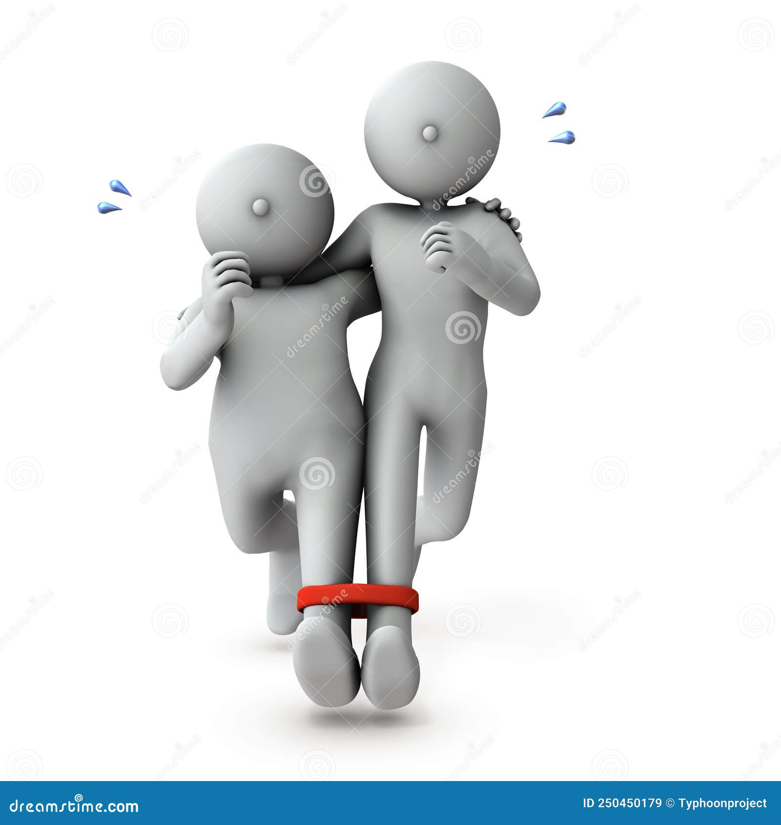 A Combination of Two People Running a Three-legged Race. Cooperation ...