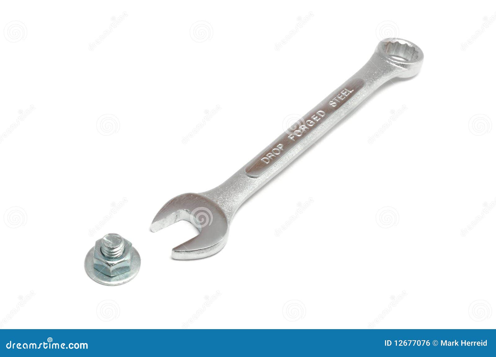 Combination Wrench with Bolt, Nut, and Washer Stock Photo - Image of ...