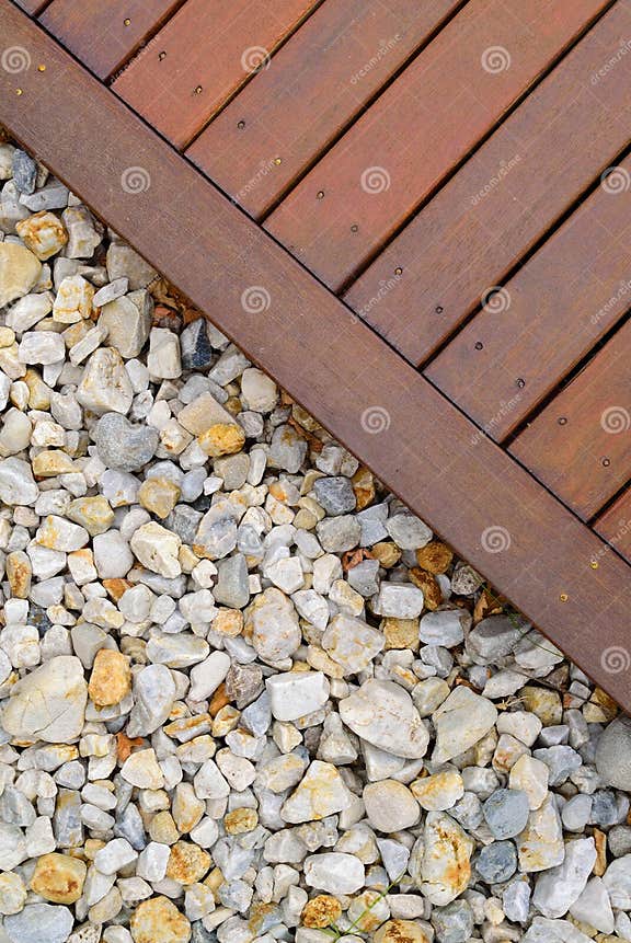 Combinations of Timber Decking and Rocks Stock Image - Image of concept ...