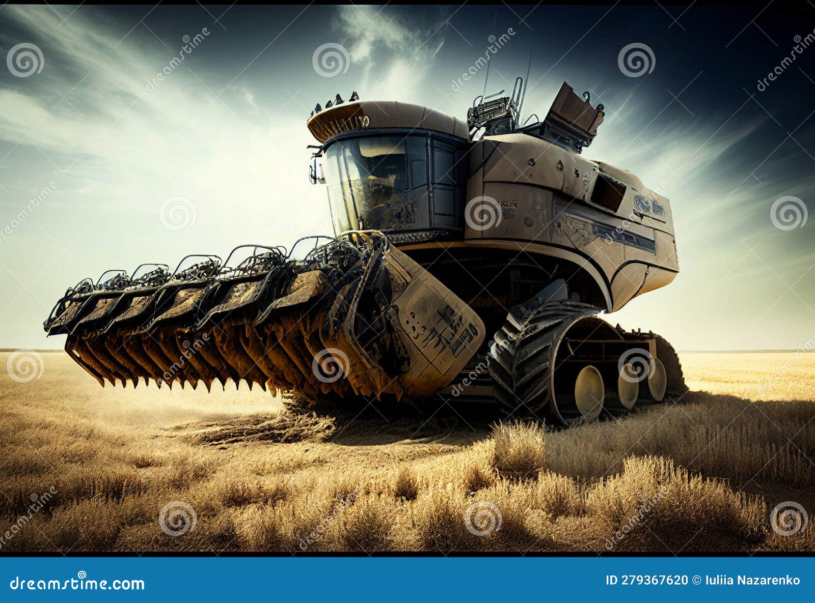 Combine is Driving Across the Field. Generative AI Stock Illustration ...
