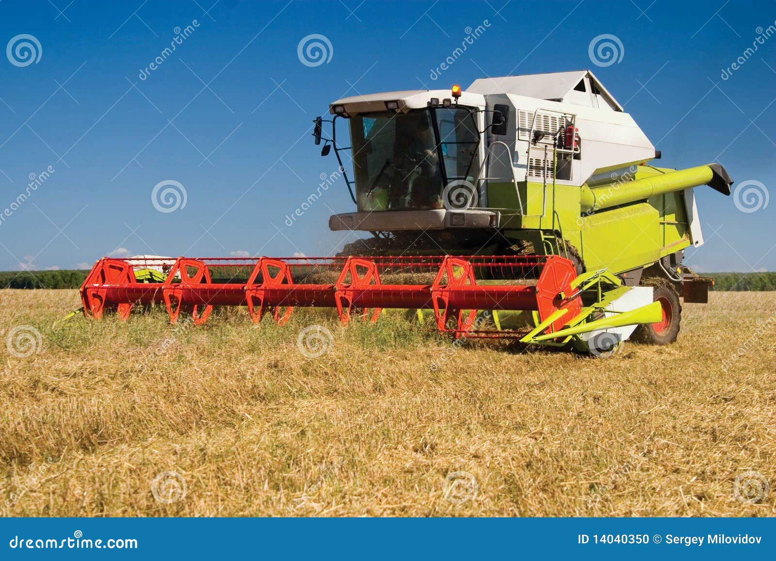 Combine in the Field during Grain Cleaning Stock Photo - Image of ...