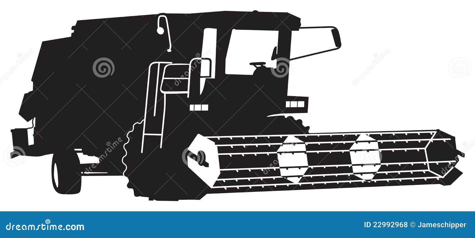Combine Harvester And Tractor At Work On Field. Vector Illustration ...