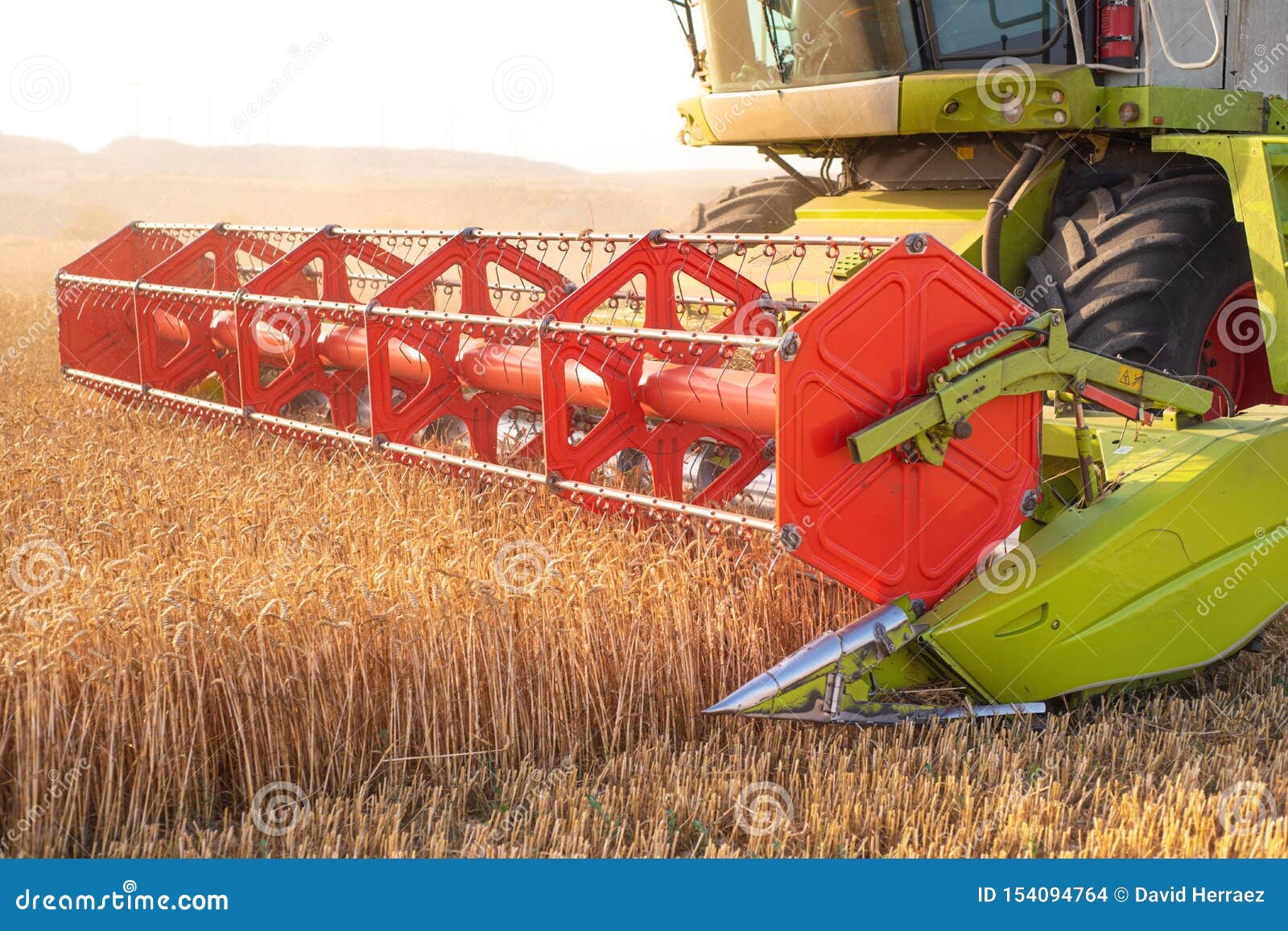 Combine Harvester Close Up. Combine Harvester Harvesting Wheat at ...