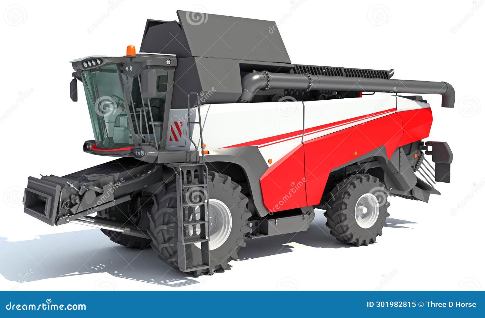 Combine Harvester 3D Rendering on White Background Stock Illustration ...