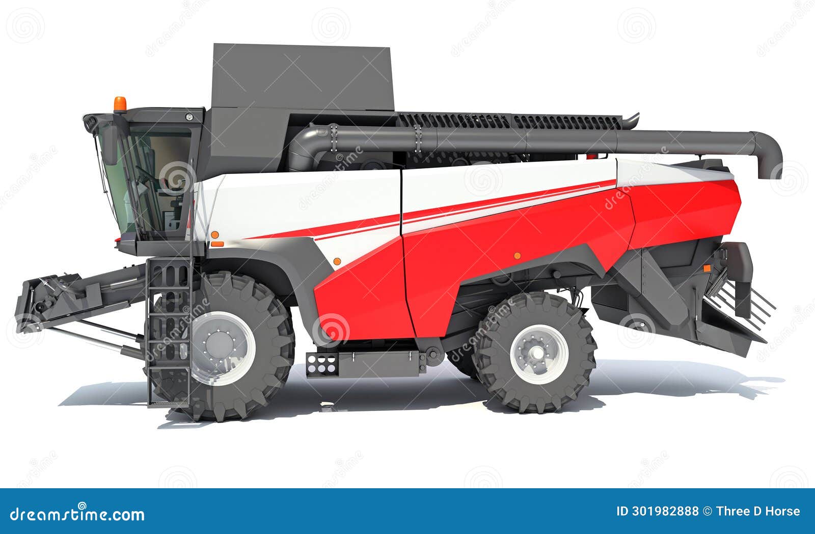 Combine Harvester 3D Rendering on White Background Stock Illustration ...