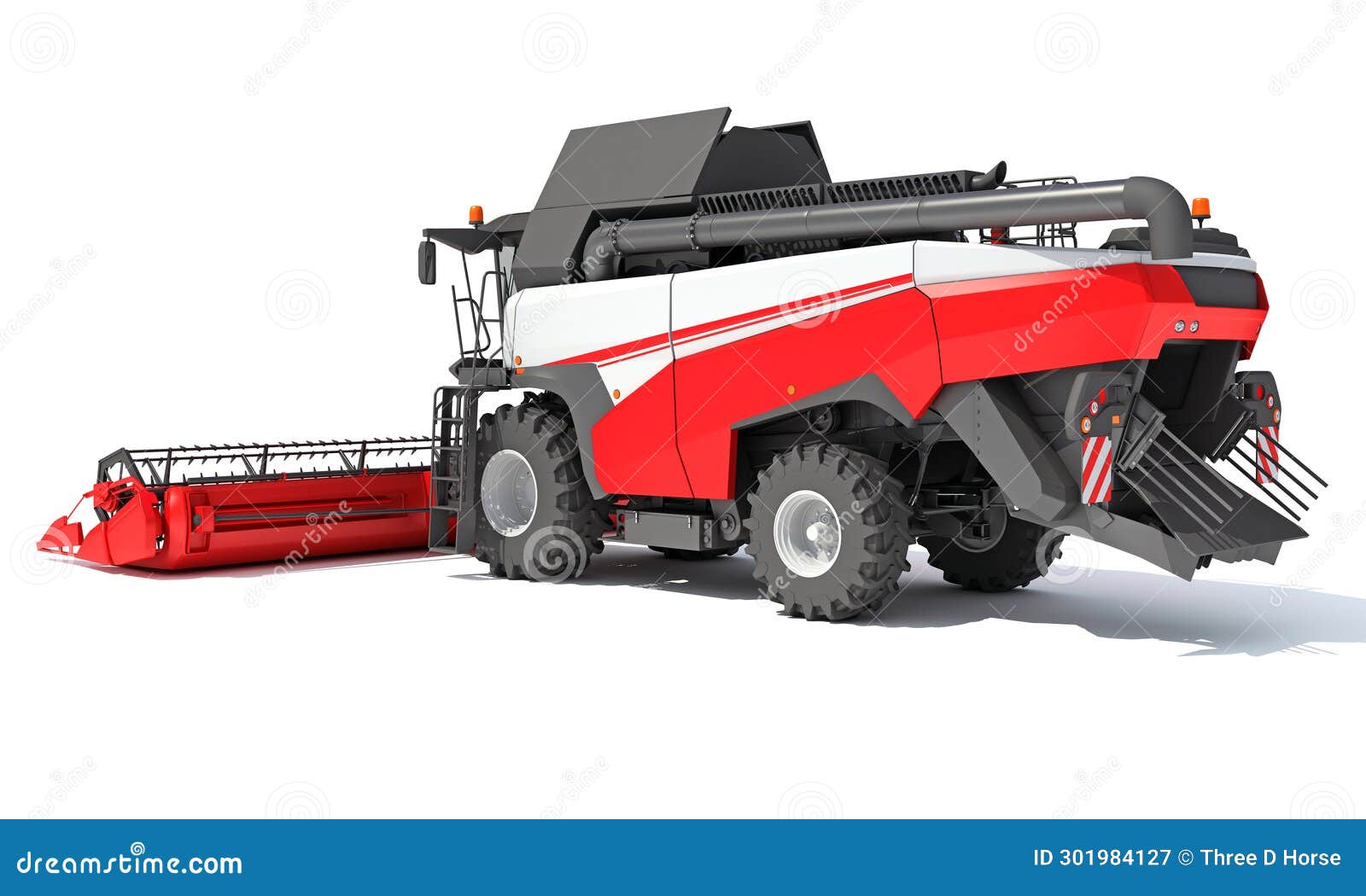 Combine Harvester 3D Rendering on White Background Stock Illustration ...