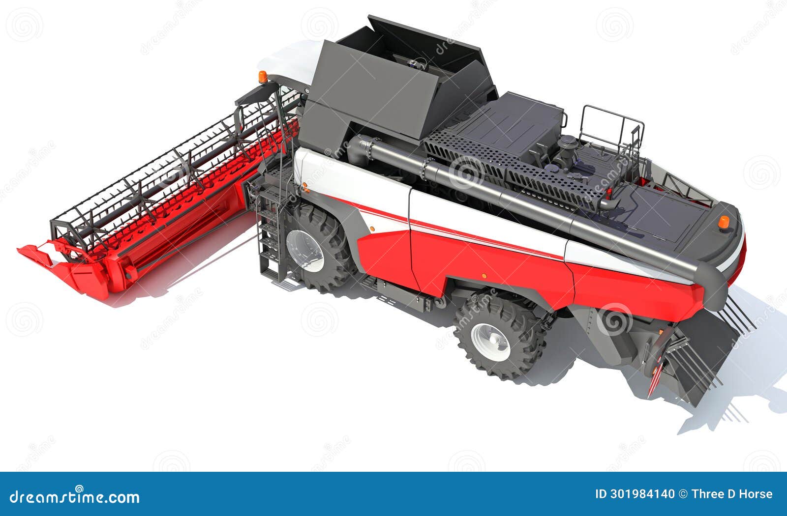 Combine Harvester 3D Rendering on White Background Stock Illustration ...