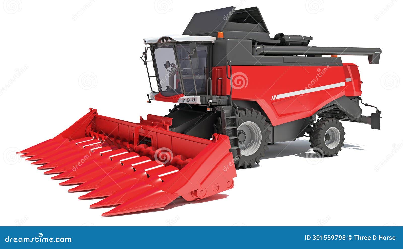 Combine Harvester 3D Rendering on White Background Stock Illustration ...