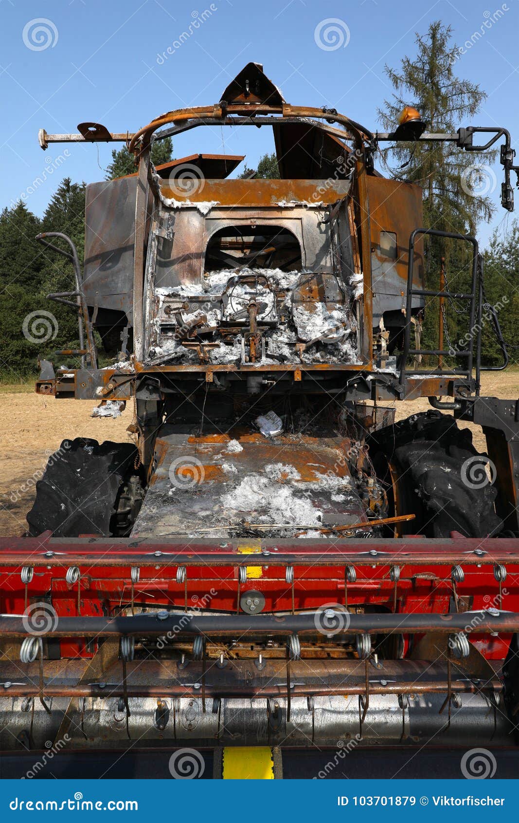 Combine Harvester Destroyed by Fire Stock Image - Image of equipment ...