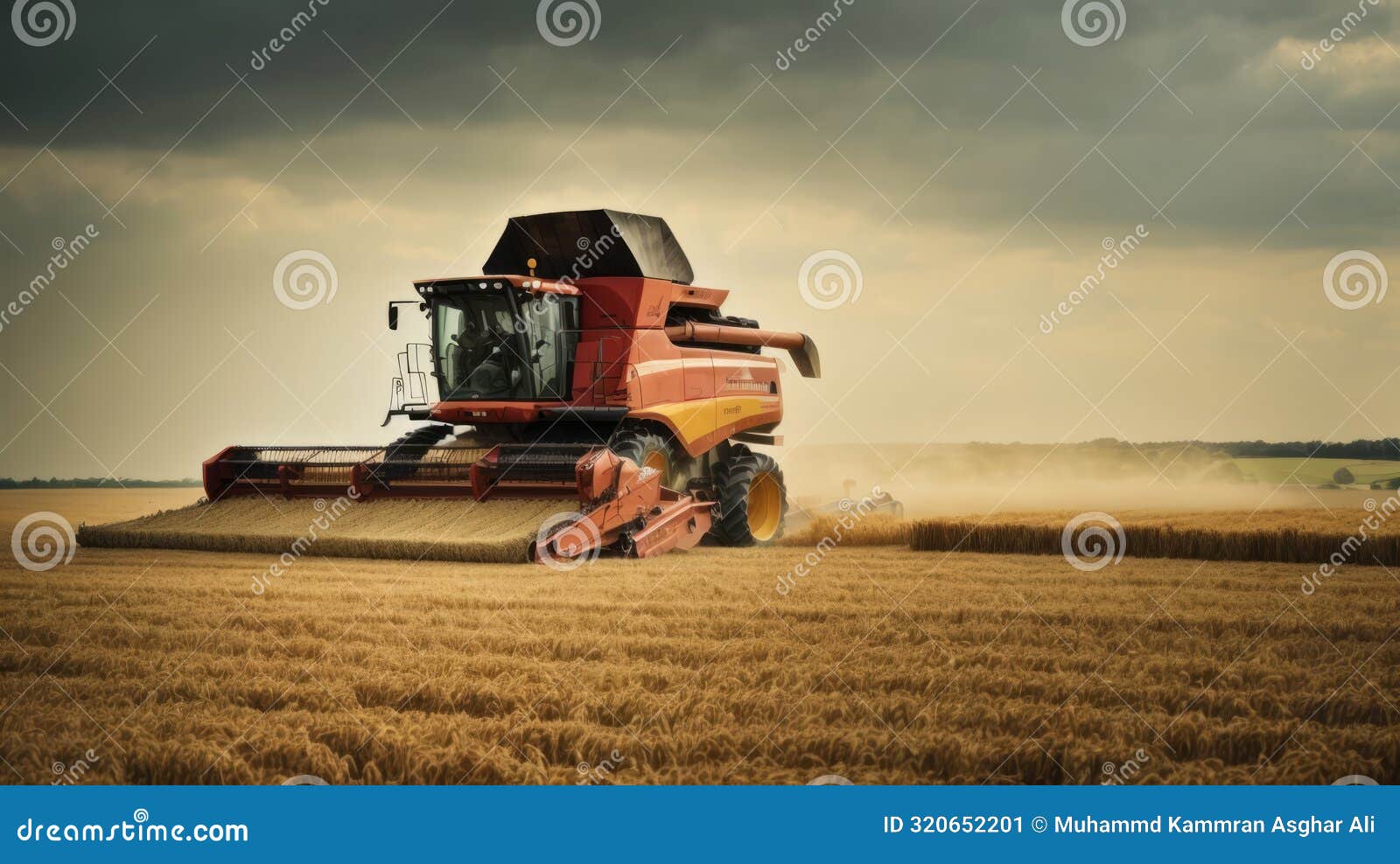 Combine harvester on field stock illustration. Illustration of prairie ...