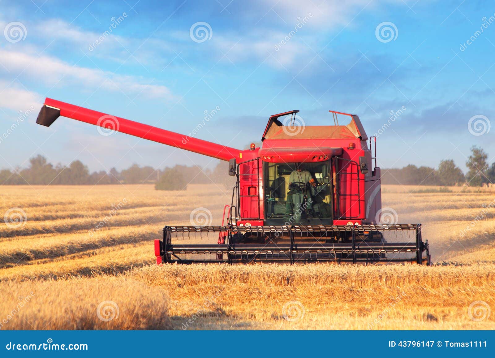 Combine harvester on field stock image. Image of land - 43796147