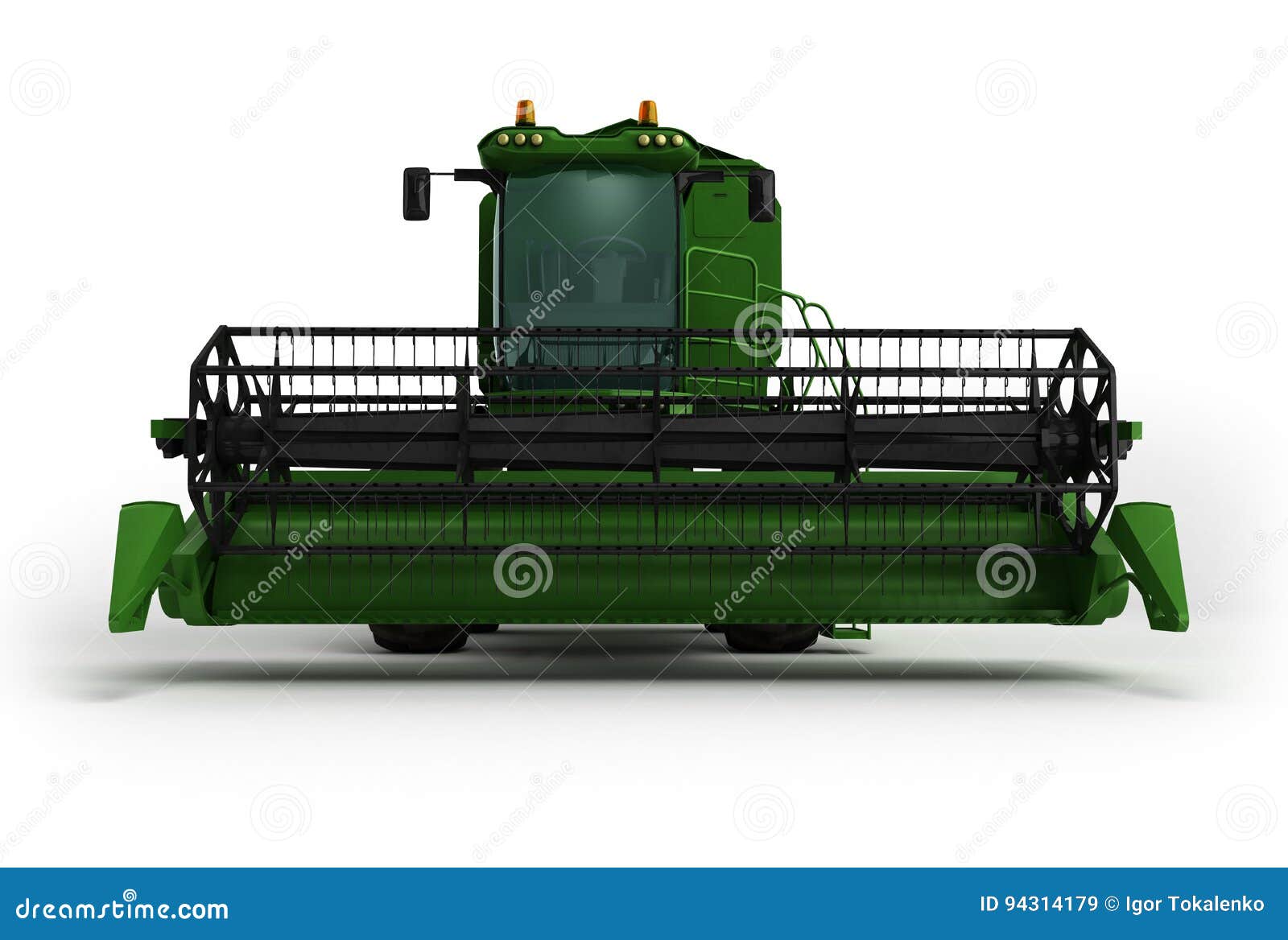 Combine Harvester Green 3d Render on White Background Stock ...