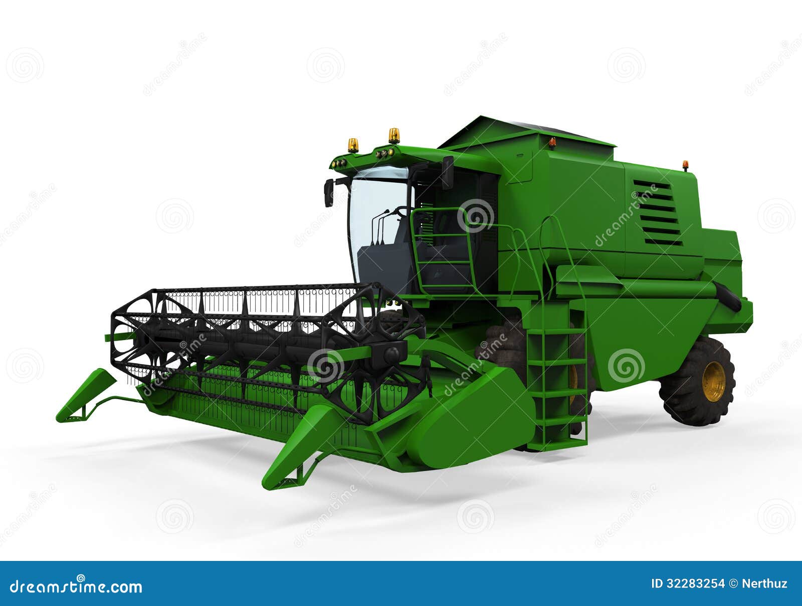 Combine Harvester In Cartoon Style Stiker On White Background On ...