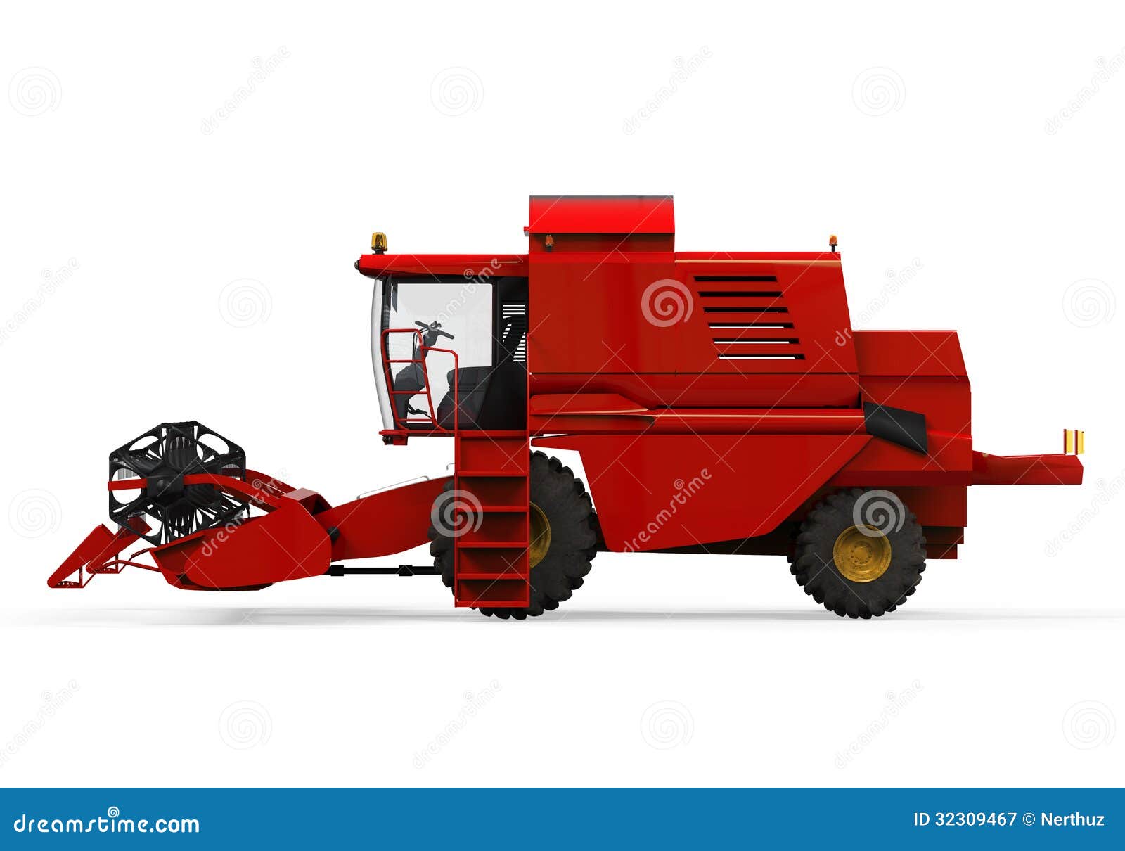 Isolated Combine Harvester. Side, Front And Top View Of Agriculture ...