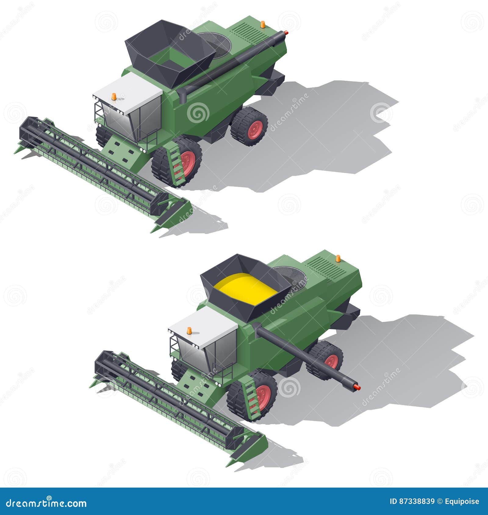 Combine Harvester Isometric Icon Set Stock Vector - Illustration of ...