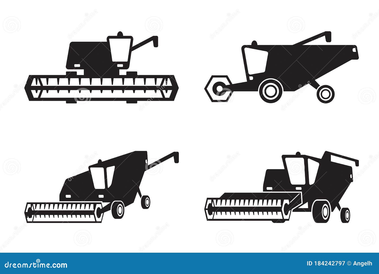 Combine Harvester in Perspective Stock Vector - Illustration of combine ...