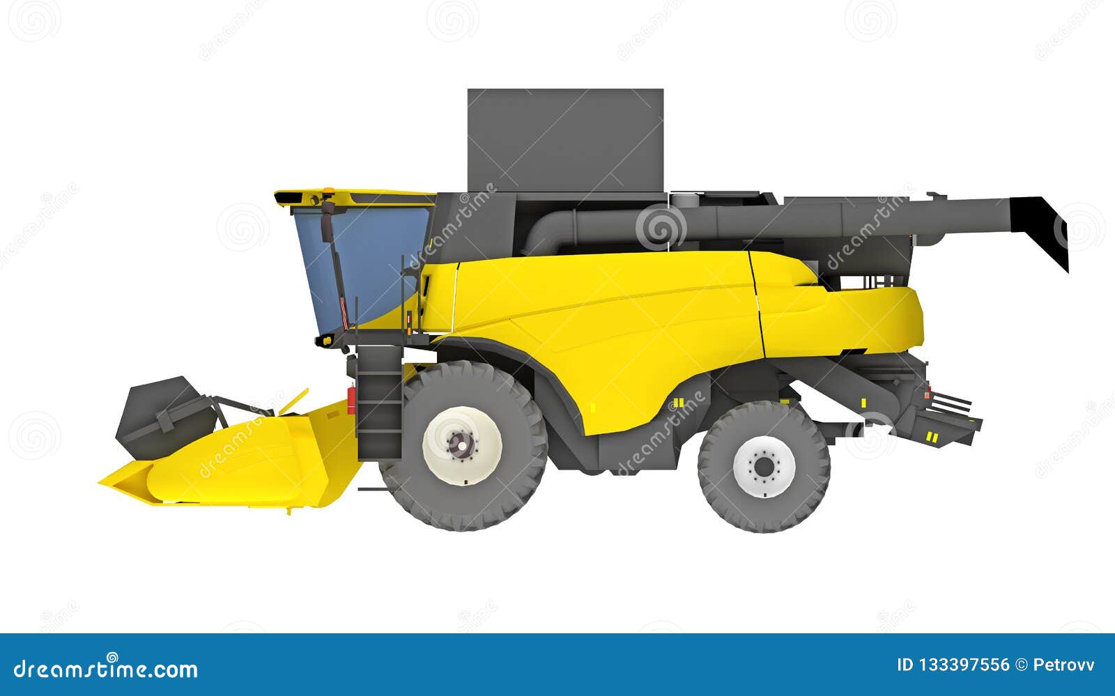 Combine Harvester Side View Stock Illustration - Illustration of ...