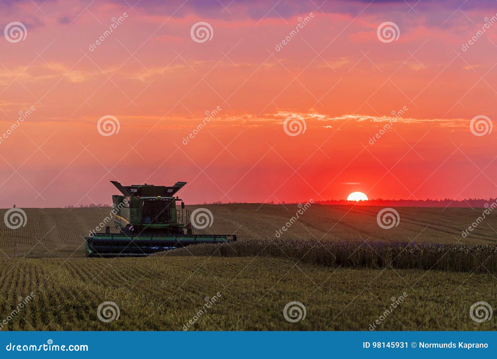 Combine Harvester at Sunset Stock Image - Image of grain, sunrise: 98145931