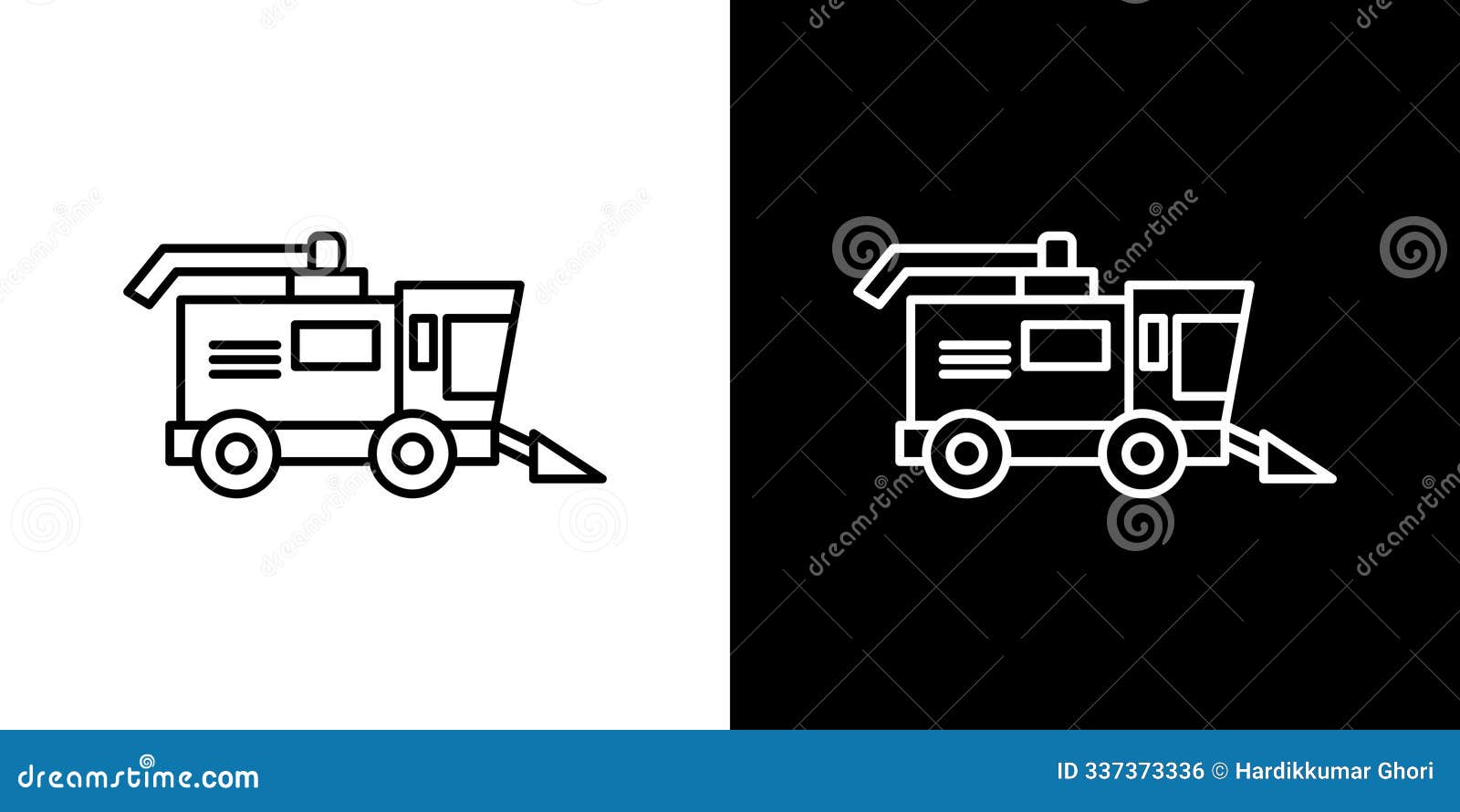Combine Harvester Thin Line Vector Icon Set Stock Vector - Illustration ...
